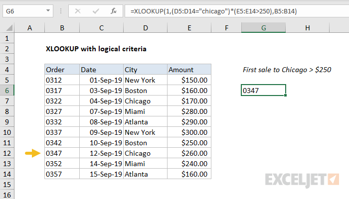 XLOOKUP with logical criteria - Excel formula | Exceljet